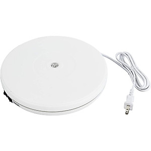 Xeternity-Made Electric Motorized Rotating Turntable Display Stand, 10inch/25cm Diameter, 110pounds Load, 360 Degree Rotating in Either Direction (White)