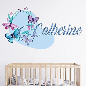 Name Wall Decals for Girls - Butterfly Decals for Wall - Butterfly Garland Decorations - Butterfly Decor for Girls Bedroom - Butterfly Stickers for Walls - Baby Girl Nursery Wall Decor - Girl Room