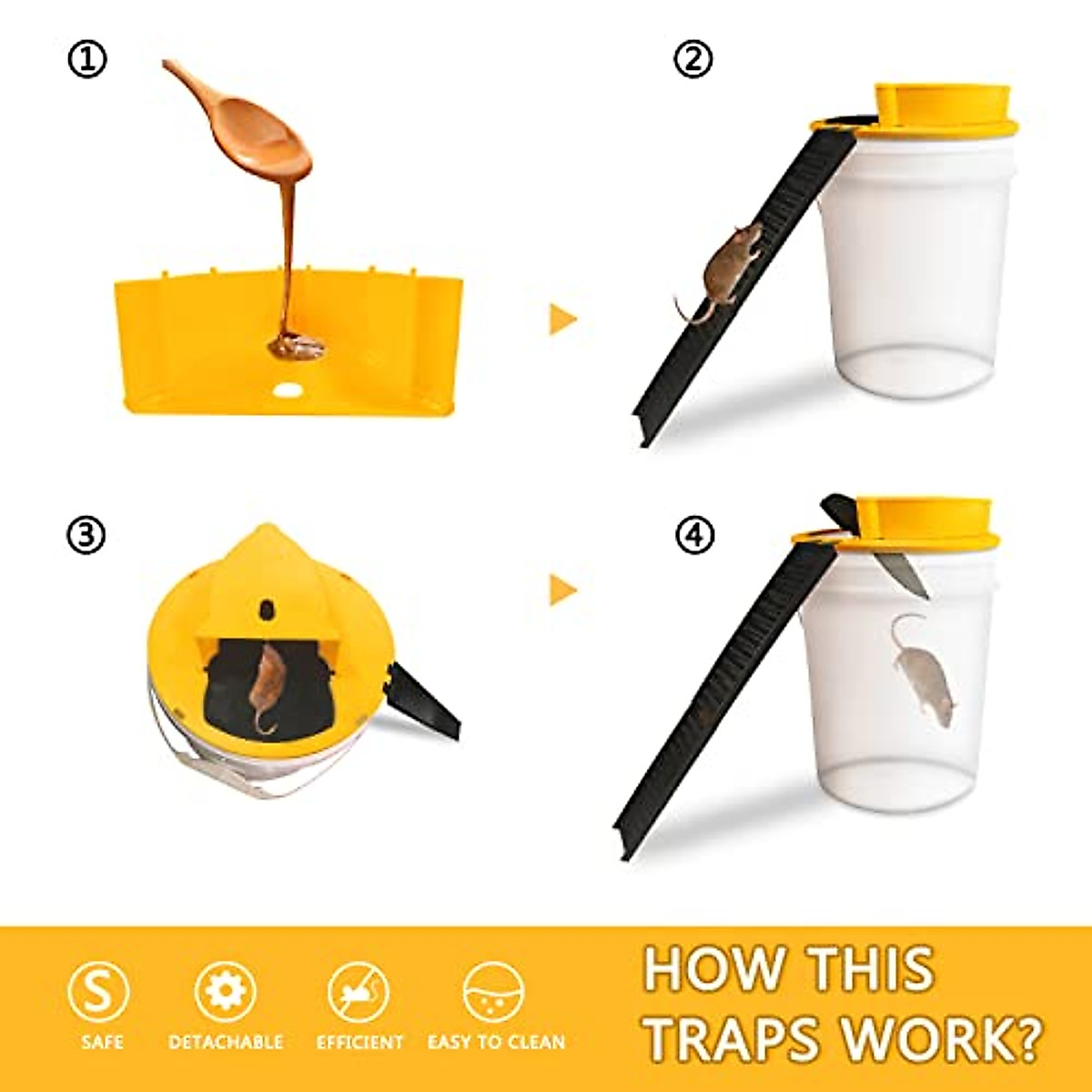 Mouse Trap Bucket Lid (2 Packs) - Bucket Lid Mouse Trap, Humane Mouse/Mice/Rat Trap for Indoor/Outdoor/Garage/Patio/Chicken Coop