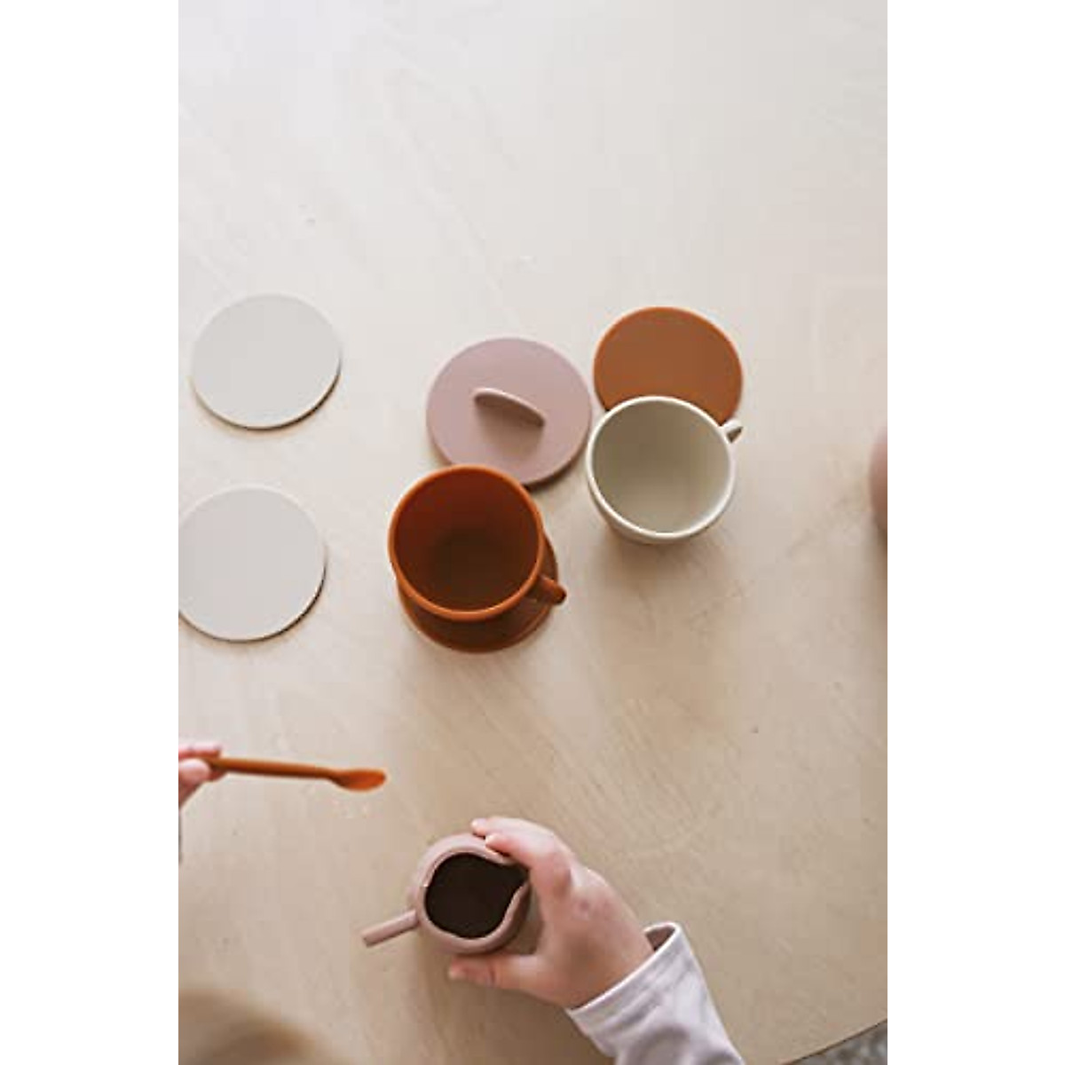 Marlowe & Co Silicone Classic Tea Play Set for Children (Botanical Rose)