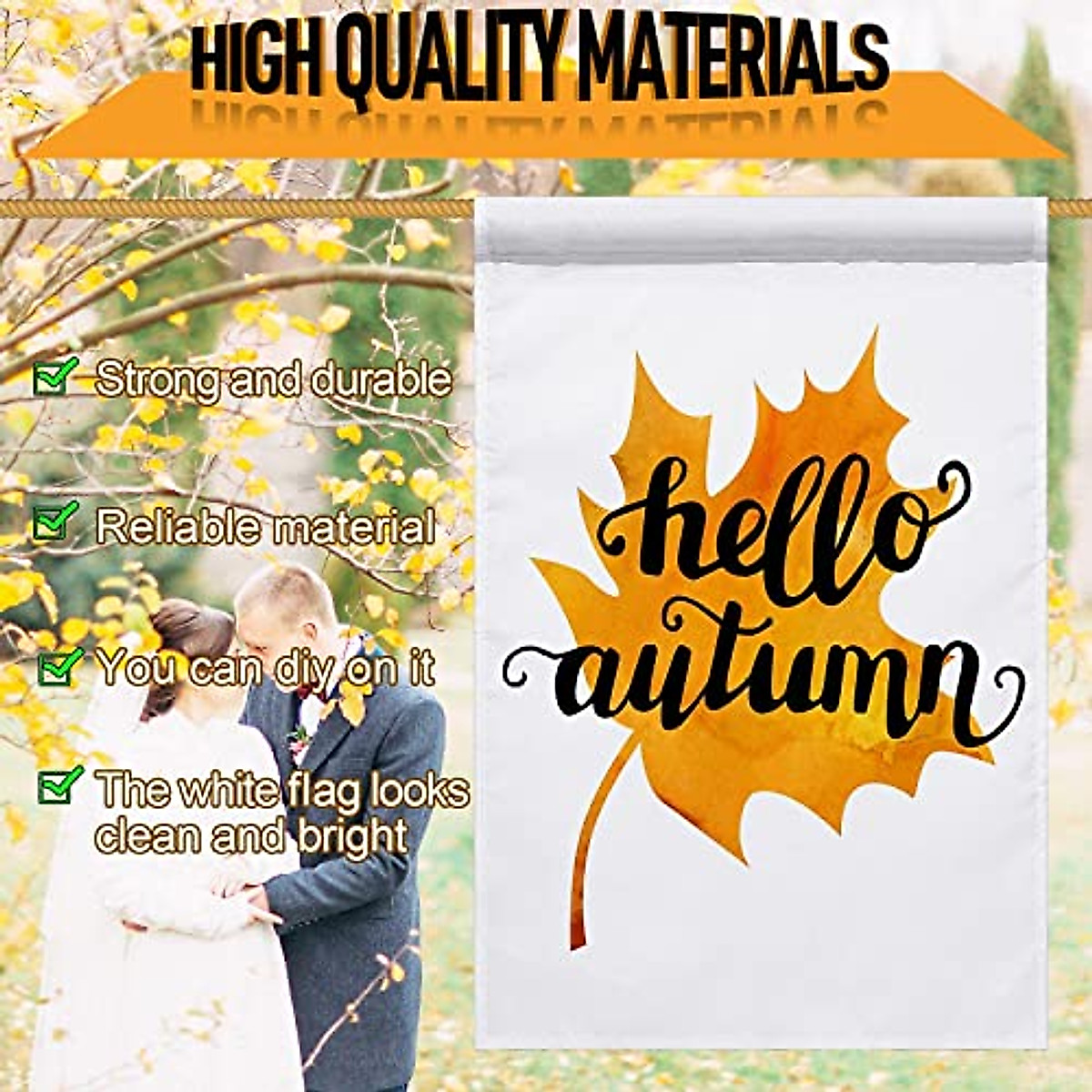 Blank Garden Flags Set, Solid Black Lawn Flags Plain White Yard Flags, DIY Polyester Banners Flag for Heat Transfer Vinyl Outdoor Courtyard Decoration Garden Decor, 11.8 x 17.7 Inches (24 Pieces)