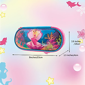 HAPPYSUNNY Mermaid Kids Backpack Set for Girls 15 inch Mirage Effect Changeable Lenticular Pictures Hologram School Backpack with Lunch Box and Pencil Case Preschool Kindergarten Elementary Bookbag