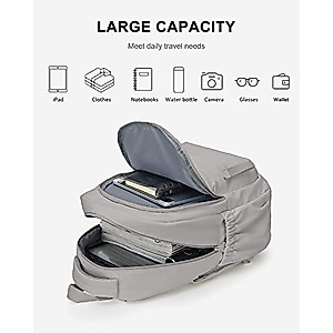 Small Backpack For School Girls Boys Aesthetic Lightweight Travel Daypack Simple Cute Backpack For Women Men Waterproof College High School Bookbag Fit 14 Inch Laptop With USB charging port,Rrey Brown