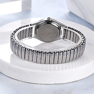 JewelryWe Women's Ultra Thin Easy Reader Watch with Elastic Strap, Golden/Silver Watch for Valentine’s Day