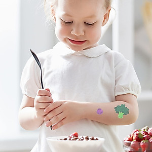 FOMIYES 10 Sheets of Kids Temporary Tattoos Fruit Vegetable Tattoo Stickers Cartoon Stickers Body Art Sticker Wall Stickers Kids Party Decorations Supplies