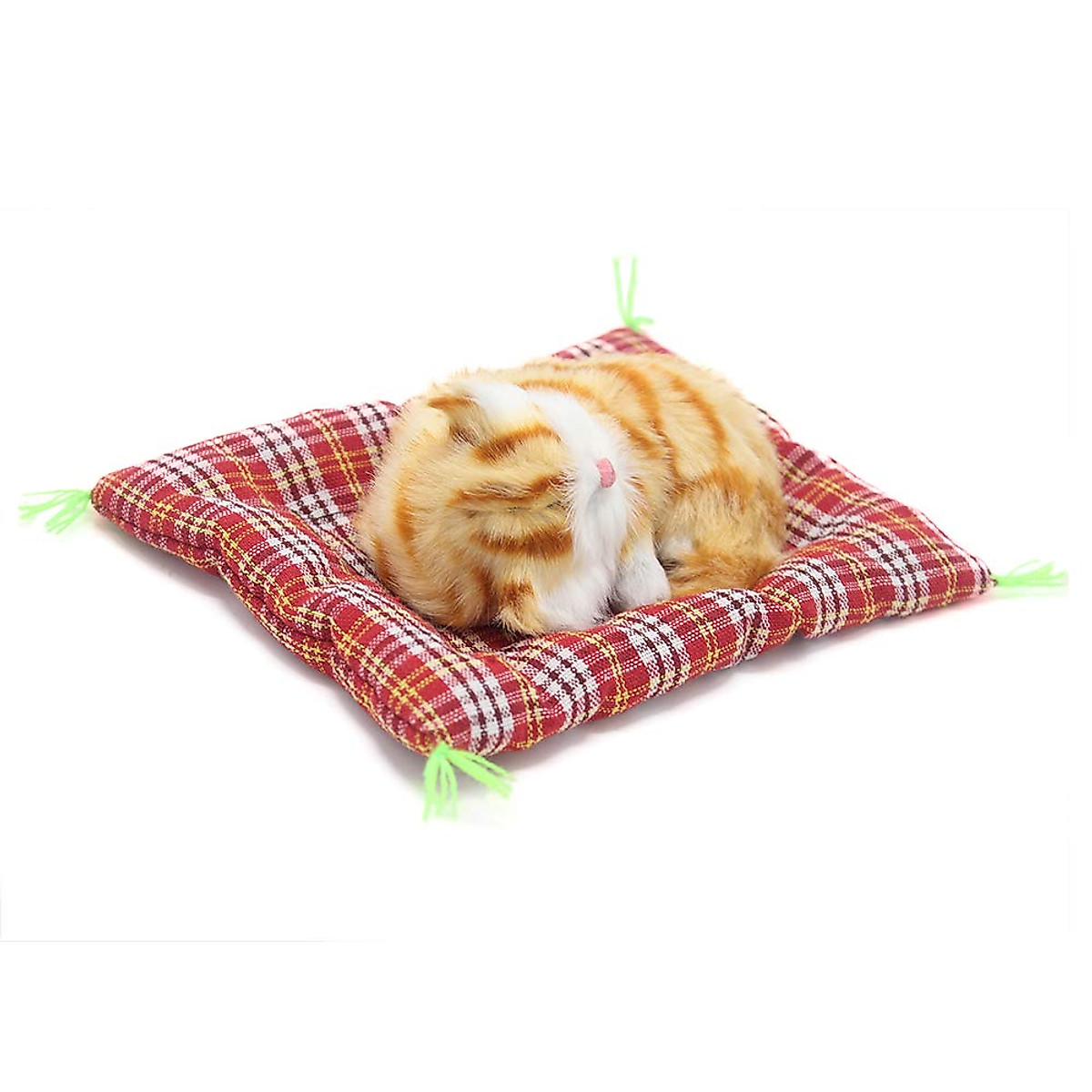 Coolayoung 2Pcs Sleeping Cat on Pad Doll Toy, Cute Mini Kitten on Pad with Meows Sounds Decor Hand Toy Gift for Kids Boys Girls