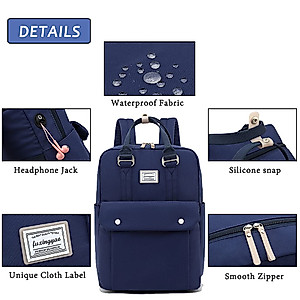 FUXINGYAO Women Laptop Backpack, Durable Travel backpack with Headphone Cable Hole, Anti Theft Backpack for Fits 15.6 Inch Notebook,Black