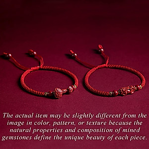 WCOCOW Cinnabar Crystal Stone Bracelet Feng Shui Pixiu Bracelet for Women Men Red String Bracelet Natural Cinnabar Quartz Bracelet Reiki Chakra Gemstone Red Lucky Bracelet Adjustable,Pixiu