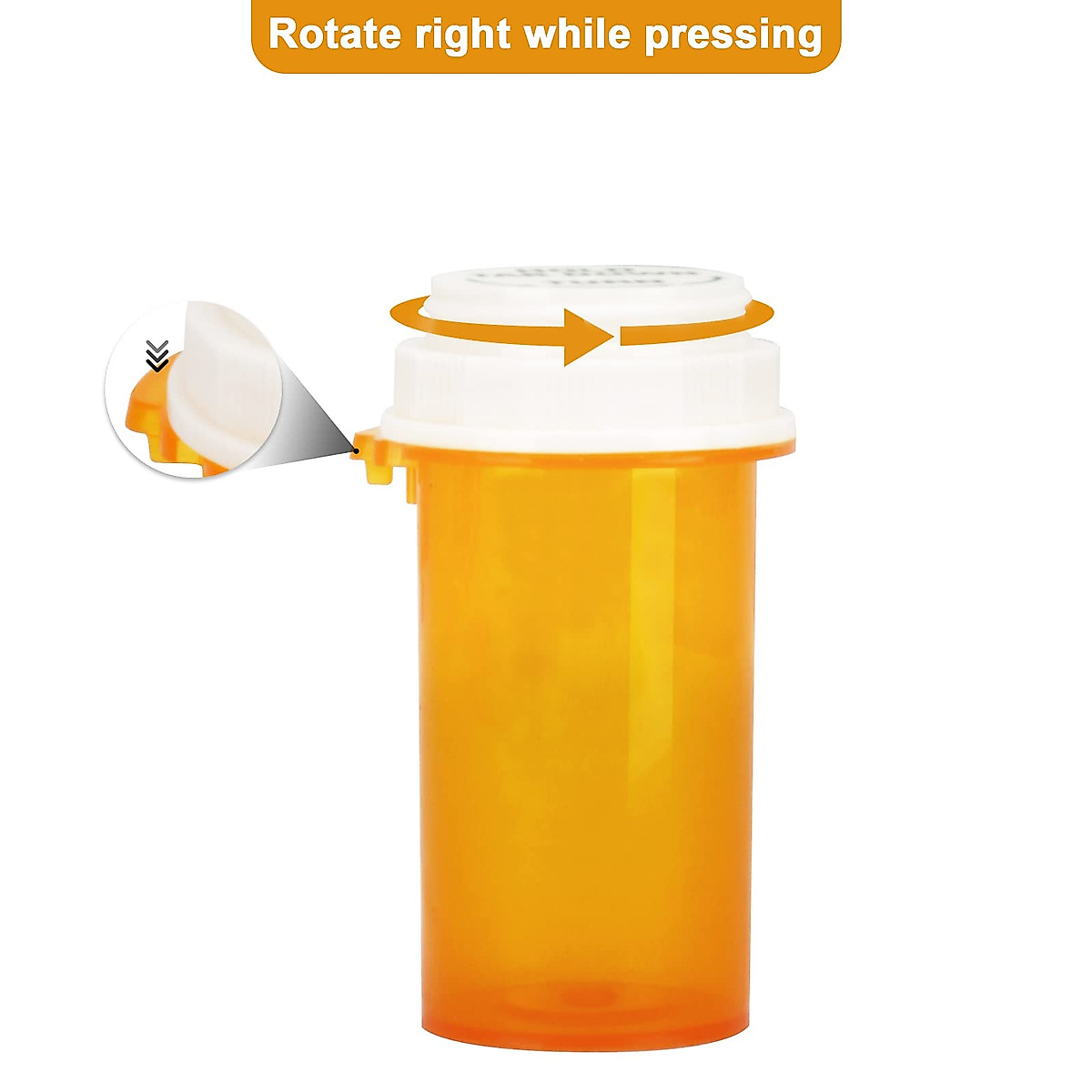 Prescription Reversible Thumb Tab Vials, Medicine Container, Pill Bottle, Prescription Pharmacy Vials Reversible Cap with Animal Pet Resistant (not Child Resistant) Open (20 Dram, 12pcs)