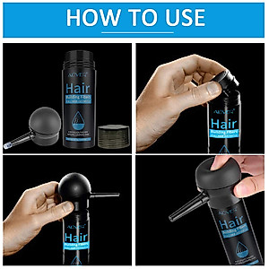 Hair Fibers for Thinning Hair With Spray,Undetectable Natural Formula,Thicker Fuller Hair in 15 Seconds,Instantly Conceal & Thicken Thinning or Balding Hair Areas,For Men&Women，Black