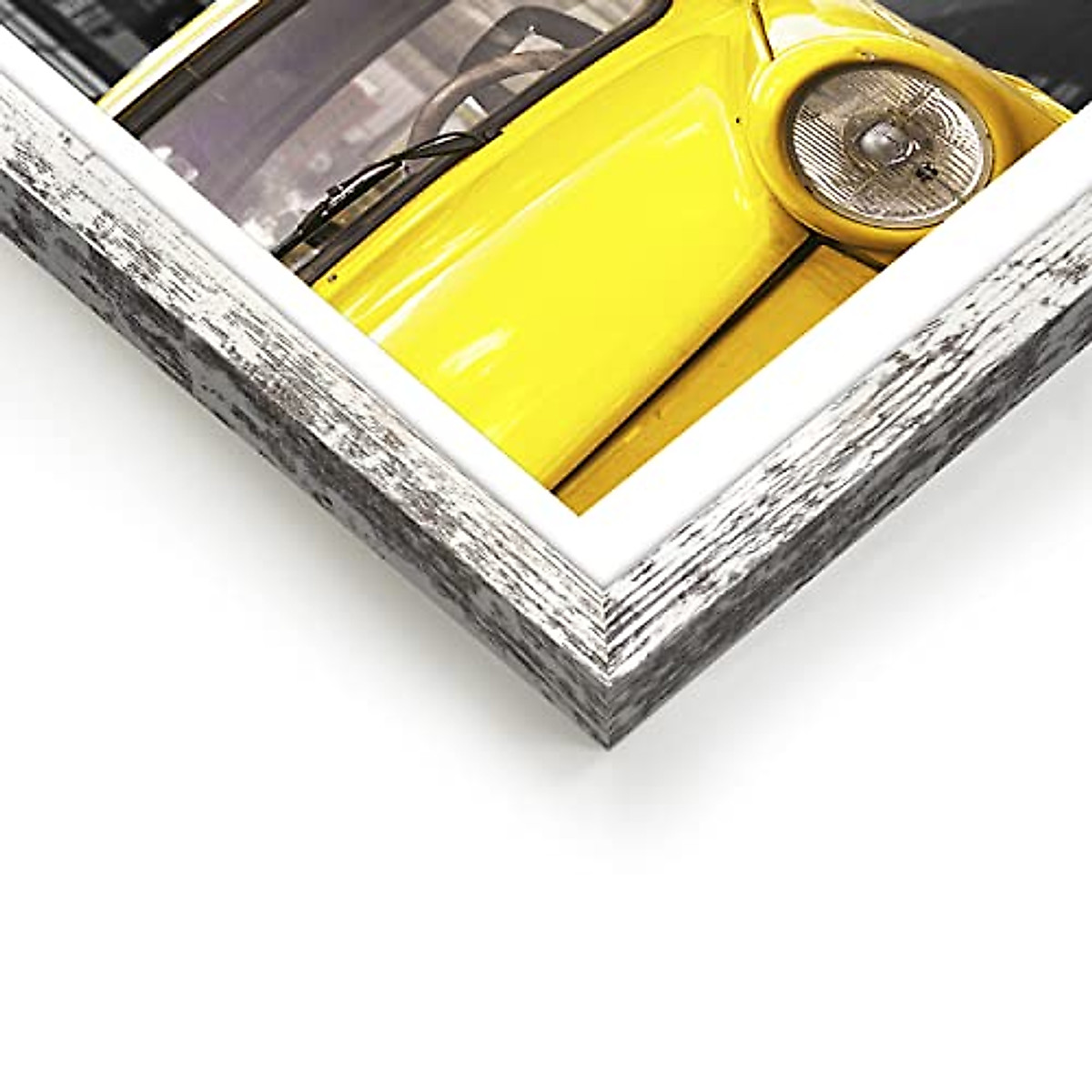 Emeyart 12x16 Rustic Picture Frames Solid Wood Display Pictures 11x14 Photos with Mat or 12x16 without Mat, Farmhouse Distressed White Wooden Picture Frame Wall Art for Wall Mounting