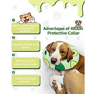 Dog Cone Collar for Small Medium Large Dogs for After Surgery, Pet Inflatable Neck Donut Collar Soft Protective Recovery Cone for Dogs and Cats - Alternative E Collar Does Not Block Vision - Green,L