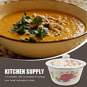 Hemoton 2 pcs Enamel Soup Bowl Vintage Enameled Basin Retro Enameled Bowl Lard Pot with Lid Enamel Mixing Bowl Enamelware Large Salad Serving Bowl Ramen Basin