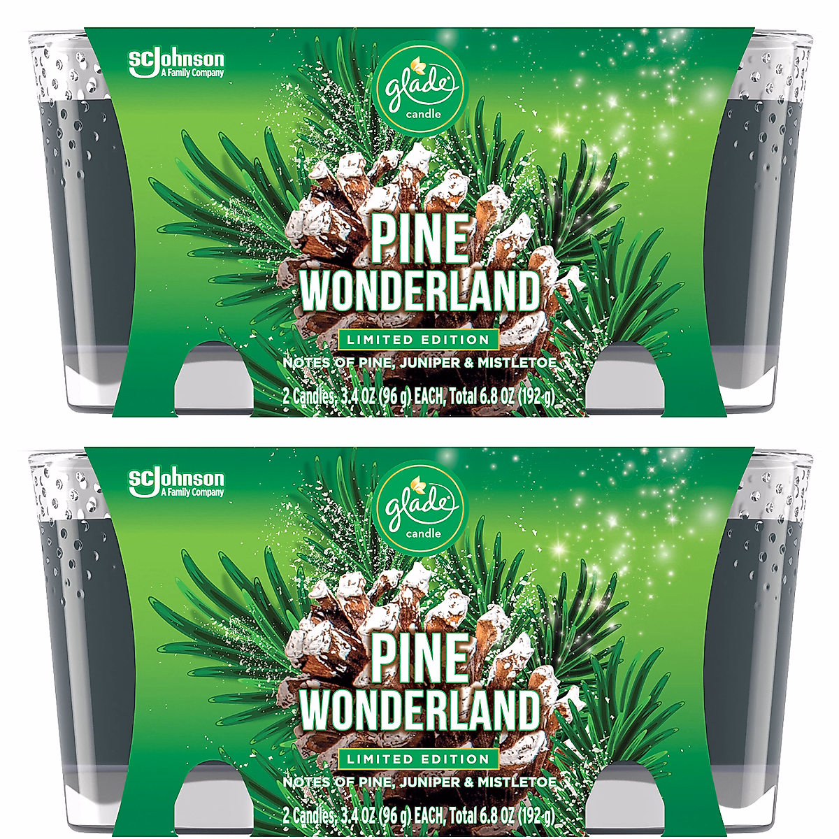 Glade Jar Candles, Fragrance Candles Infused with Essential Oils, Air Freshener Candles, 4 Candles 3.4 Oz (Pine Wonderland)