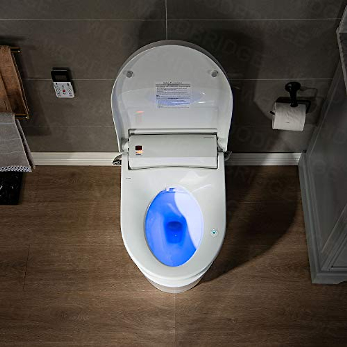 WOODBRIDGE White Luxury, Elongated One Piece Advanced Bidet, Smart Toilet Seat with Temperature Controlled Wash Functions and Air Dryer T-0737