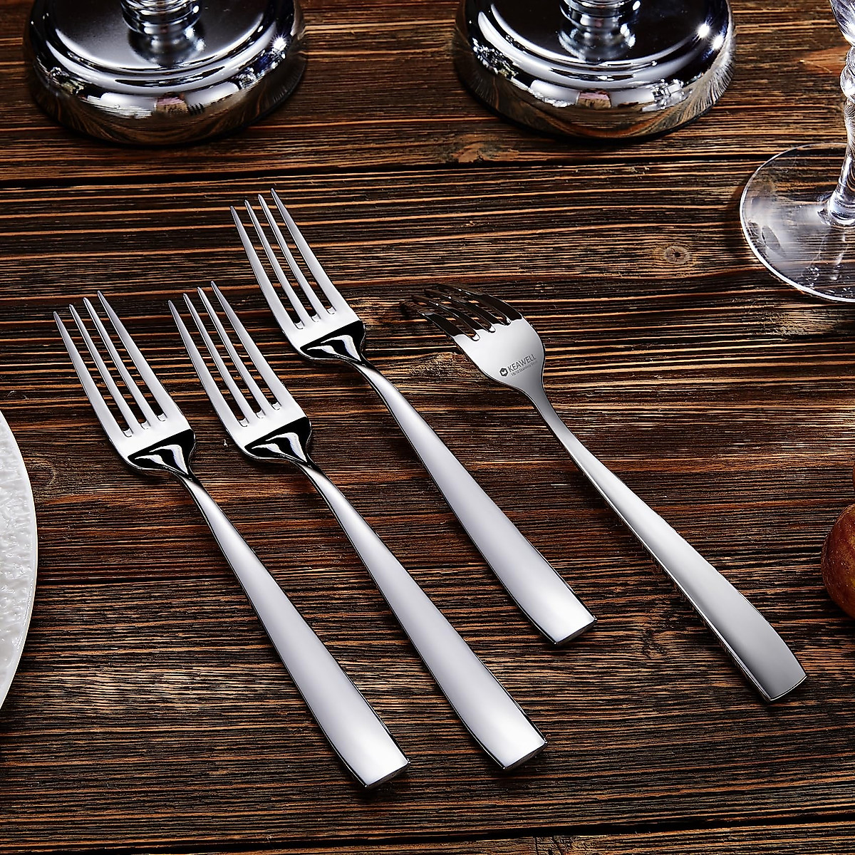 KEAWELL Premium 4-Piece Louis Dinner Fork, 18/10 Stainless Steel, Set of 4, Fine Fork Set with Squared Edge, Dishwasher Safe (8.3 inches)