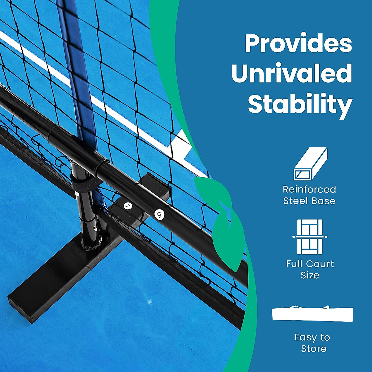 Greenway World - Pickleball Net Set with Court Marking Kit, Easy-to-Assemble Pickle Ball Net, Portable Pickleball Net with Strap and Fixed Height, Pickleball Net Set with Zipper Bag