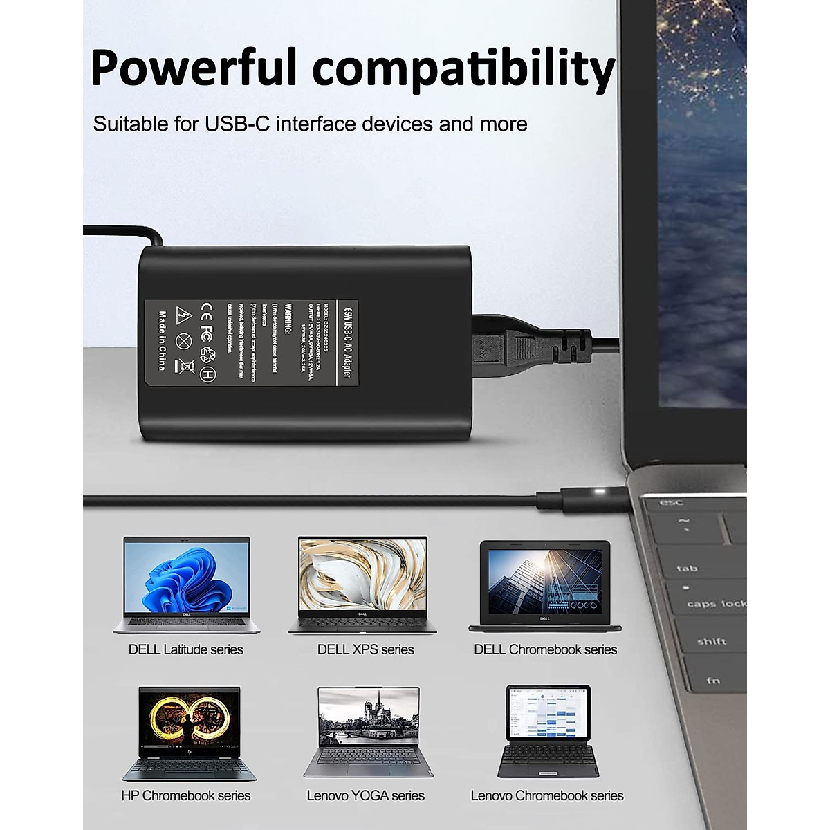 65W 45W Dell Laptop Charger USB C for Dell Latitude 5420 5520 7275 7420 7410 7370 Dell XPS 13 9350 9250 9380 9370 9360 9365 Chromebook 3100 3400 5190 Adapter Power Cord