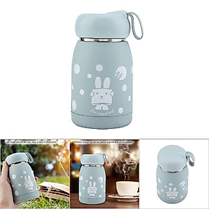 BORDSTRACT Kids Vacuum-Insulated Water Bottle, Stainless Steel Cute Rabbit Pattern Vacuum Cup Mug, Vacuum Insulated Water Bottle 304 Stainless Steel, for Toddlers Girls Boys (320ML 4 Color)(Blue)