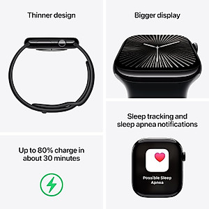 Apple Watch Series 10 [GPS, 46mm] - Jet Black Aluminum Case with Ink Sport Loop (Renewed)