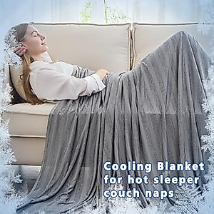 EMME Cooling Blankets Queen Size (90"x 90") for Hot Sleepers, Summer Bed Blanket, Thin Light Bedspread Quilt Coverlet for Night Sweats, Double Sided Keep Body Cool, Grey Cold Blankets for Sleeping