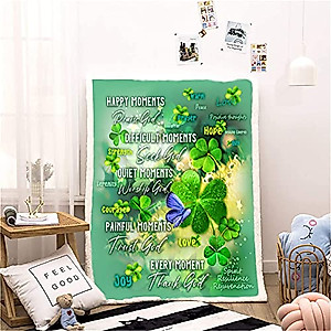 Onecmore Christian Gifts Religious Gifts for Women Serenity Prayers Throw Blanket,Inspirational Gifts Get Well Soon Healing Warm Hugs Sympathy Gifts St. Patrick's Day Decorations Shamrock Irish Gifts