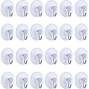Mudder 24 Pieces Suction Cup Hooks 45 mm Wall Hooks, Home Kitchen Bathroom Wall Window Towel Robe Hangers, Utility Hooks Hangers, Home Hanging Organizer Supplies, Use on Smooth Surface