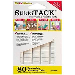 StikkiWorks StikkiTack, 2 oz, White, 80 Tabs