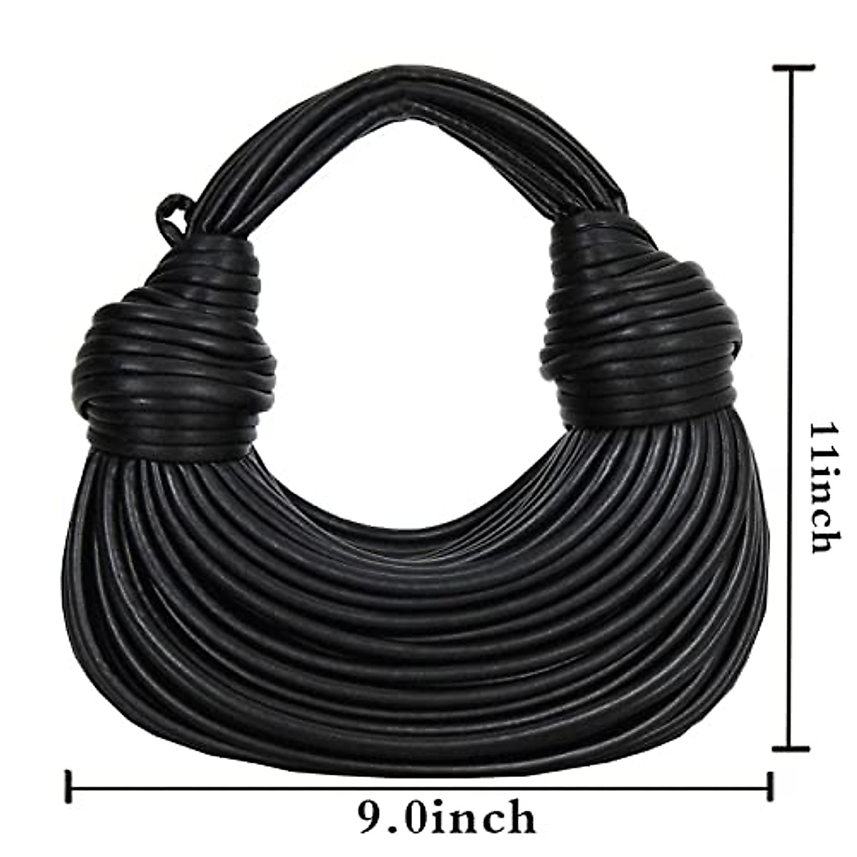 Women Purses and Handbags Hand-Woven Bread PU Leather Top Handle Satchel Shoulder Crossbody Creative Noodles Underarm Bag (black)