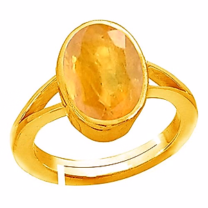 7.10 Carat Certified Unheated Untreatet AAA++ Quality Natural Gold Plated and Yellow Sapphire Astrological Ring for Unisex