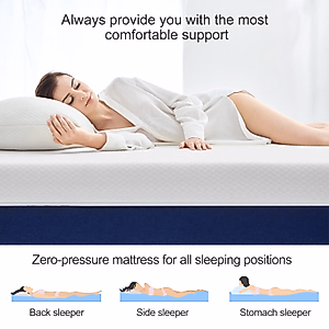 Molblly Queen Mattress, 10 inch Gel Memory Foam Mattress with CertiPUR-US Bed Mattress in a Box for Sleep Cooler & Pressure Relief, Queen