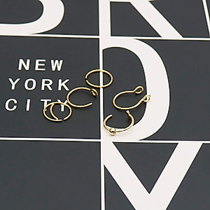 Earmark 20G Gold Fakes Face Nose Rings Hoop Cute 8MM Tiny Thin Non Piercing Fuax Septum Ring 316L Surgical Steel Unpierced Clip-on Side Nose Ring Set for Women Men