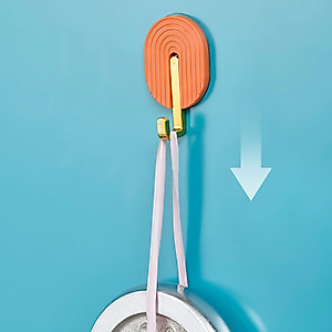 2pcs ABS High Bearing Capacity Towel Hook, Self Adhesive Hooks, Strong Adhesion Wall Hooks for Bathroom Kitchen (Orange)