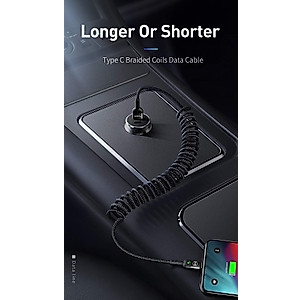 mcdodo [Type-C] Anti Winding Cable, Quick Charge QC 4.0 USB C Charging Data Coiled Cable Nylon Braided LED Compatible with Phone 15/15 Pro Max/Samsung Galaxy S20 S10 S9 S8 Plus Note10 LG Google Pixel