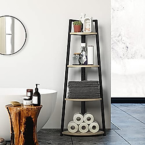 CIPACHO Corner Shelf Stand,4-Tier Corner Bookshelf, Industrial Ladder Shelf,Tall Corner Plant Stand Display Shelf for Living Room, Kitchen, Home Office