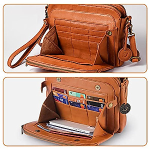 Crossbody Leather Shoulder Bags and Clutches, 2023 New Three-Layer Leather Adjustable Strap Clutch Bags for Women (Red)