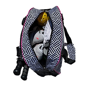 Pickleball - "Unrivaled" - Designer Women's Premium Side-Pocket Duffle Bag | Made Exclusively For Pickleball! | Includes a fitted a "paddle case" specifically designed to store and protect your pickleball paddles.