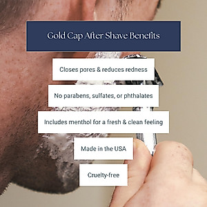 Caswell-Massey Jockey Club Gold Cap After Shave, Soothing Aftershave with Sandalwood, Musk, Jasmine & Geranium, 3 Fl Oz