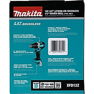 Makita XFD12Z 18V LXT Lithium-Ion Brushless Cordless 1/2" Driver-Drill, Tool Only,
