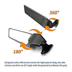 Motorcycle Wind Wing Rear View Side Mirrors, 1 Pair Black Rotating Swivel Stealth Winglets Mirrors Fit for Kawasaki 2005 2006 2007 2008 Ninja ZX6R & Ninja ZX10R 2004-2007