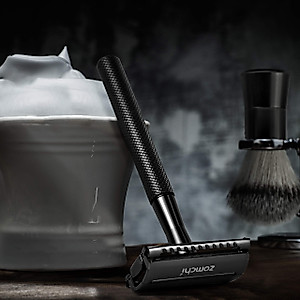 Butterfly Open Razors for Men or Women, Safety Razor with 5 Blades, Shaving Razor with a Delicate Box, Fits All Double Edge Razor Blades(Black)…