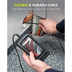 Borescope Inspection Camera with Light, Industrial Endoscope Camera with 4.3” HD Screen, Waterproof Digital Snake Camera, 16.4FT Semi-Rigid Cable Bore Scope for Home Pipe, Engine, Inside Wall, Duct