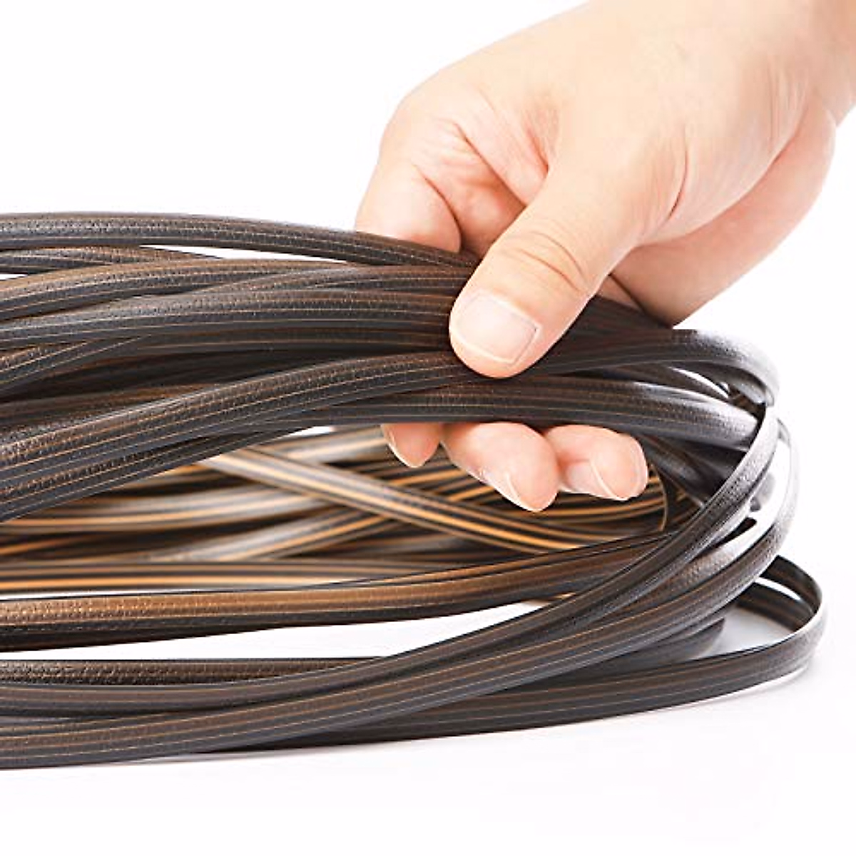 120ft Wicker Repair Supplies, Two-Tone Gradient Dark Brown with Light Brown Stripes, Plastic Rattan Material for Patio Chair Repair Flat Wicker Furniture Repair Replacement