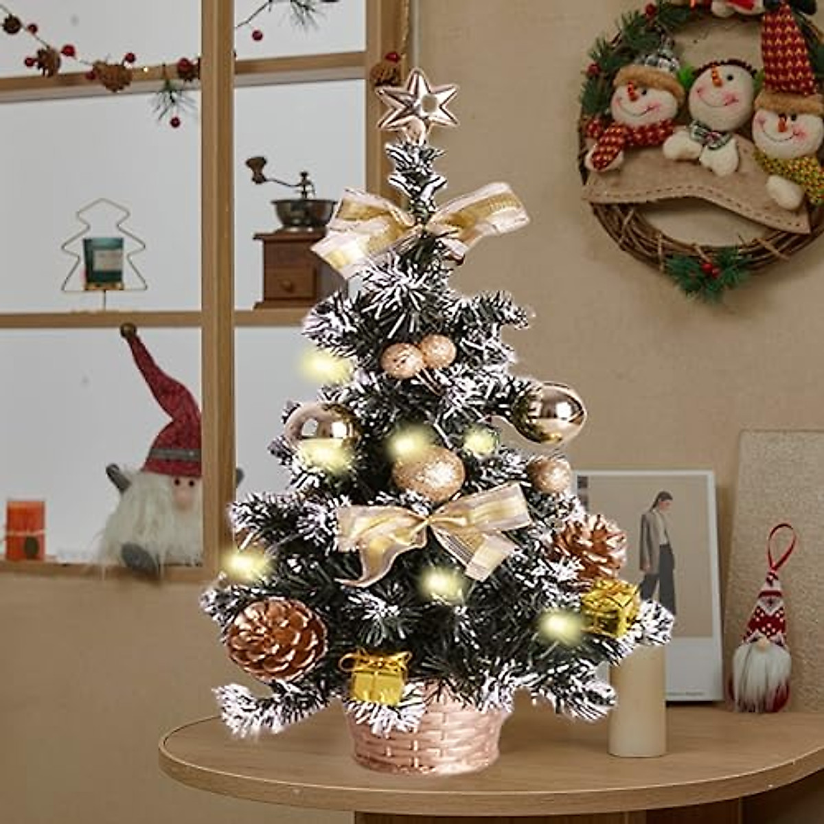 15.7In Decorated Small Christmas Tree Mini Artificial Xmas Tree Tabletop Decorations Indoor Holiday Ornaments for Home Office (#1)