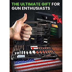 Universal Gun Cleaning Kit for All Guns 63pcs - Portable Gun Cleaning Kits for Handguns and Rifles, Shotgun, Airsoft - Incl. Stainless Steel Rods, Brass Jags, Gun Cleaning Patches, Cleaning Swabs