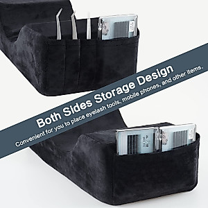 Topretty Eyelash Extension Pillow, U-Shape Memory Foam Professional Beauty Salon Pillow with Velvet Pillowcase, Comfortable Neck Contour Cervical Support Pillow for Graft Eyelash, 19x8x5 in (Black)