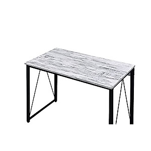 Afaris Computer Desk 35 inch Length Home Office Desk, Small Study Writing Table, Adjustable feet, Modern Furniture for Home Office, Black Metal Frame,Antique White