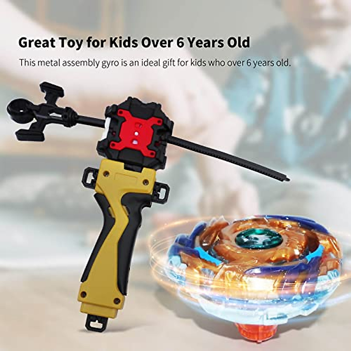 Bey Battling Spinning top for Kids Boys Ages 6+, Battling Game Toys, High Performance Tops with Launcher and Grip Starter, Gyro Toy Set Gift Packed in Storage Case Includes 4 Burst Gyros