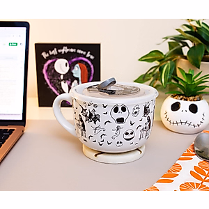 Disney The Nightmare Before Christmas Scary Citizens Ceramic Soup Mug With Lid