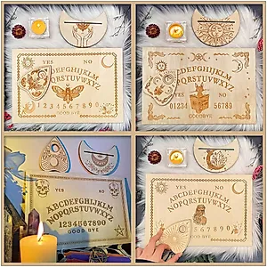 OKDOKEY Black Spirit Board & Tarot Card Stand Kit(3PC) | Black Wooden Laser Engraved Spirit Board | Unique Metaphysical Spirit Game | Talking Board | Seance |Witch Personalized Gift—Classic Series